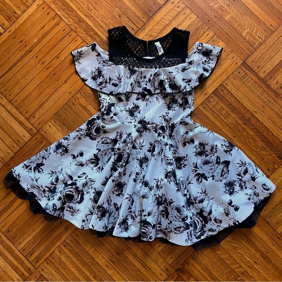 Beautees | Dresses | Beautees Black White Floral Print Formal Dress ...
